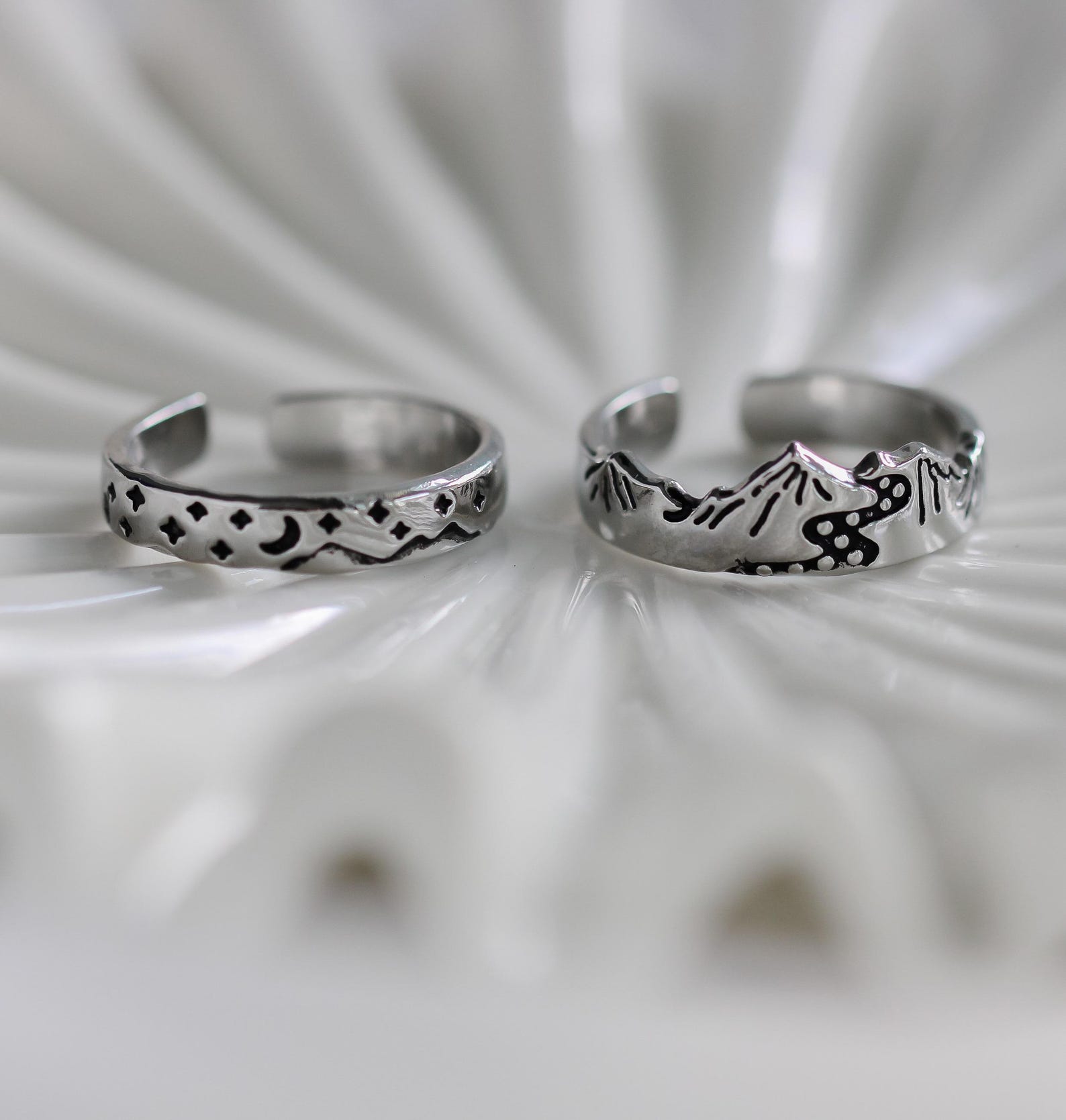 Couple’s Matching Ring Set, His and Hers Promise Rings, Romantic ...