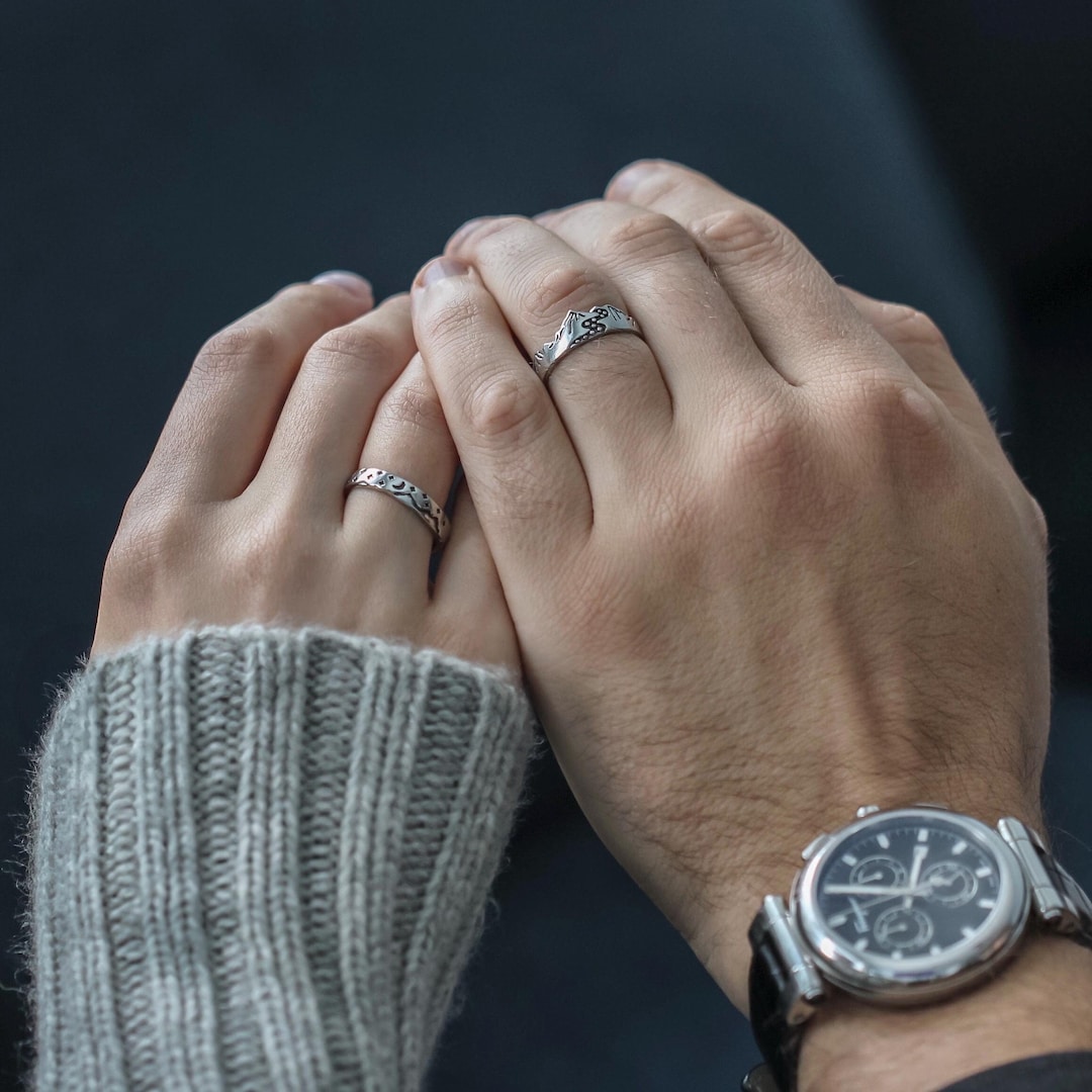 Couple’s Matching Ring Set, His and Hers Promise Rings, Romantic ...