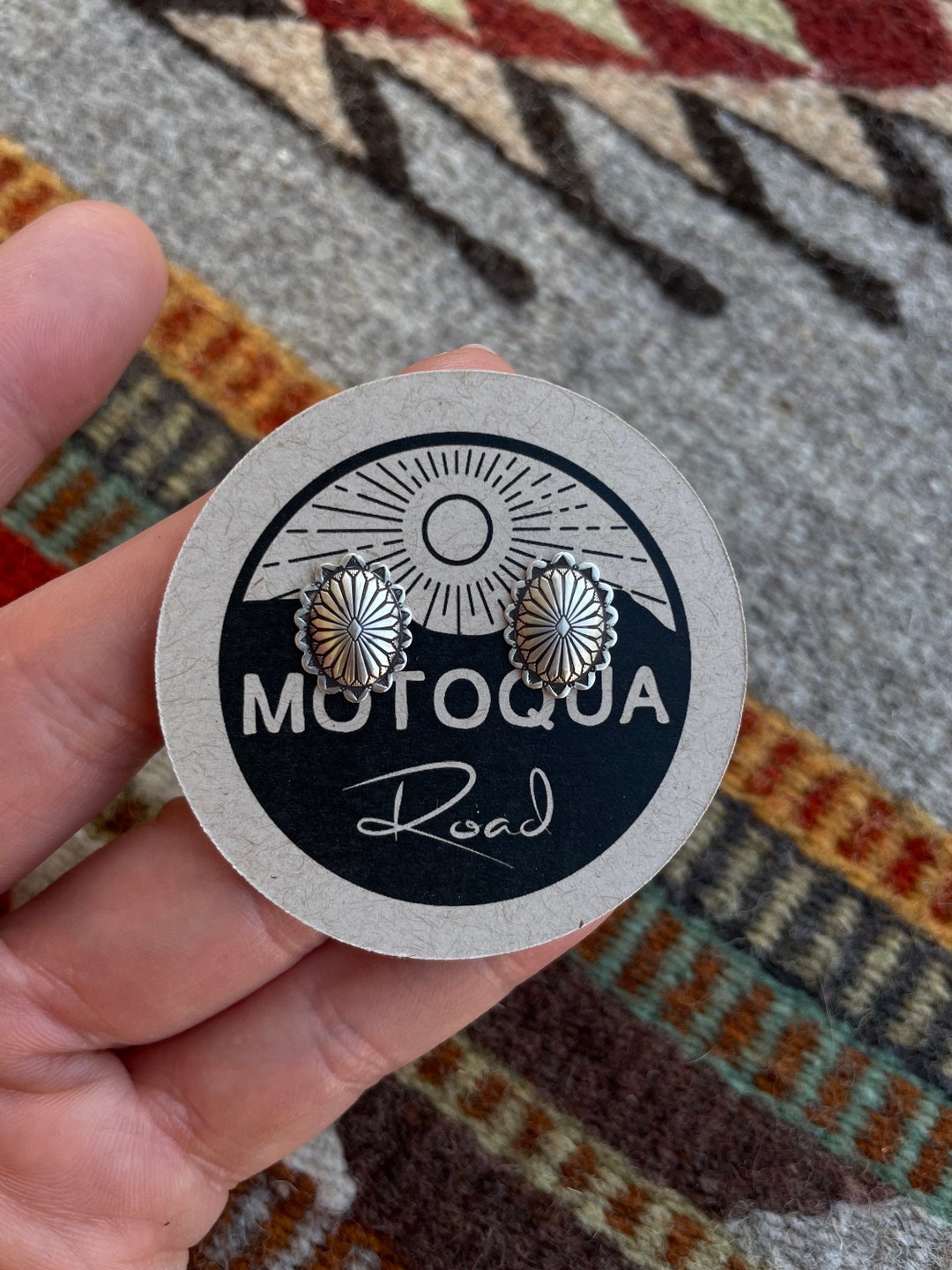 Concho Oval Stud Earrings, Sterling Silver 925, Southwestern Mini ...