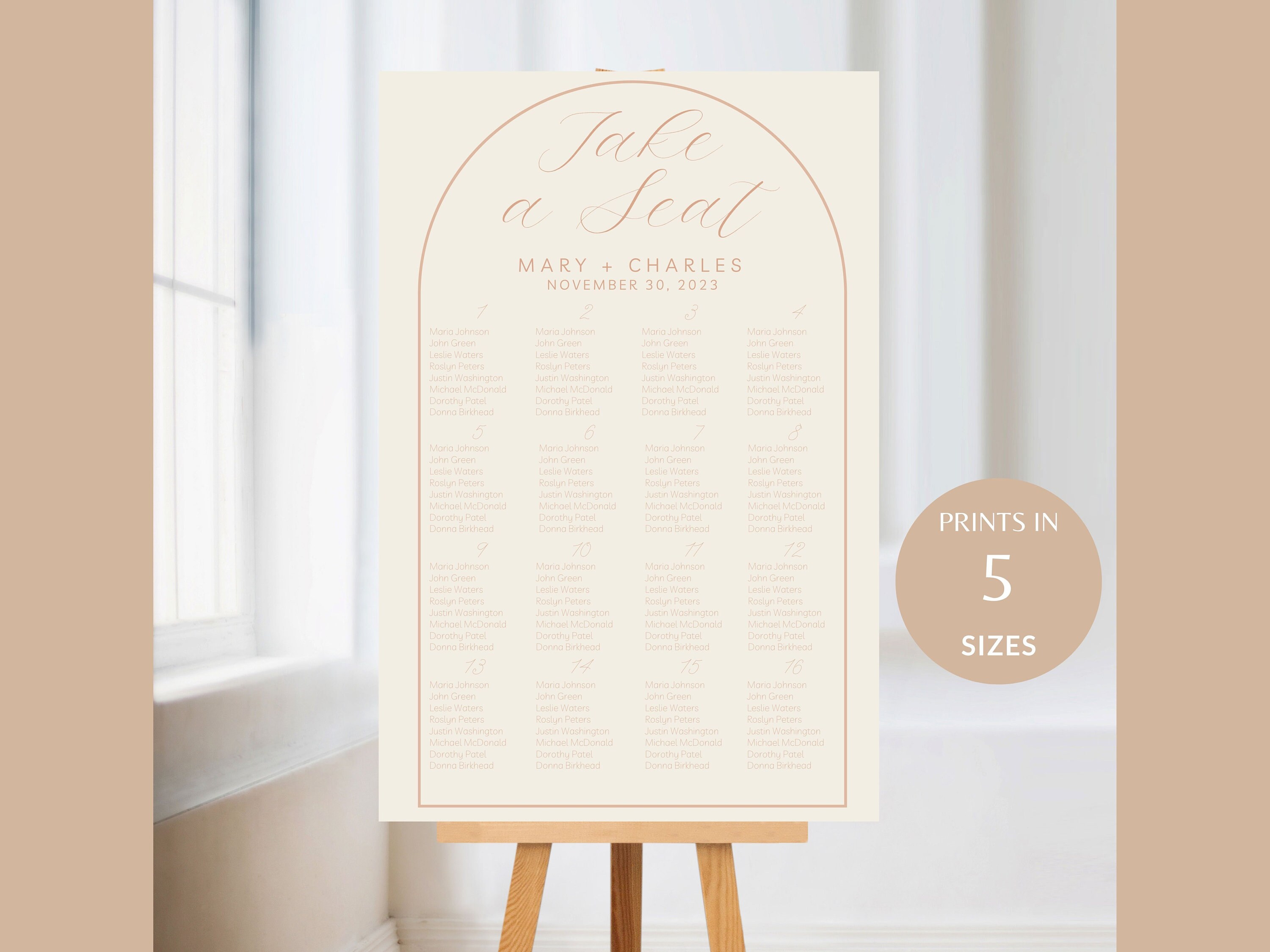 Simple Seating Chart Template to Create a Wedding Table Plan Boho ...