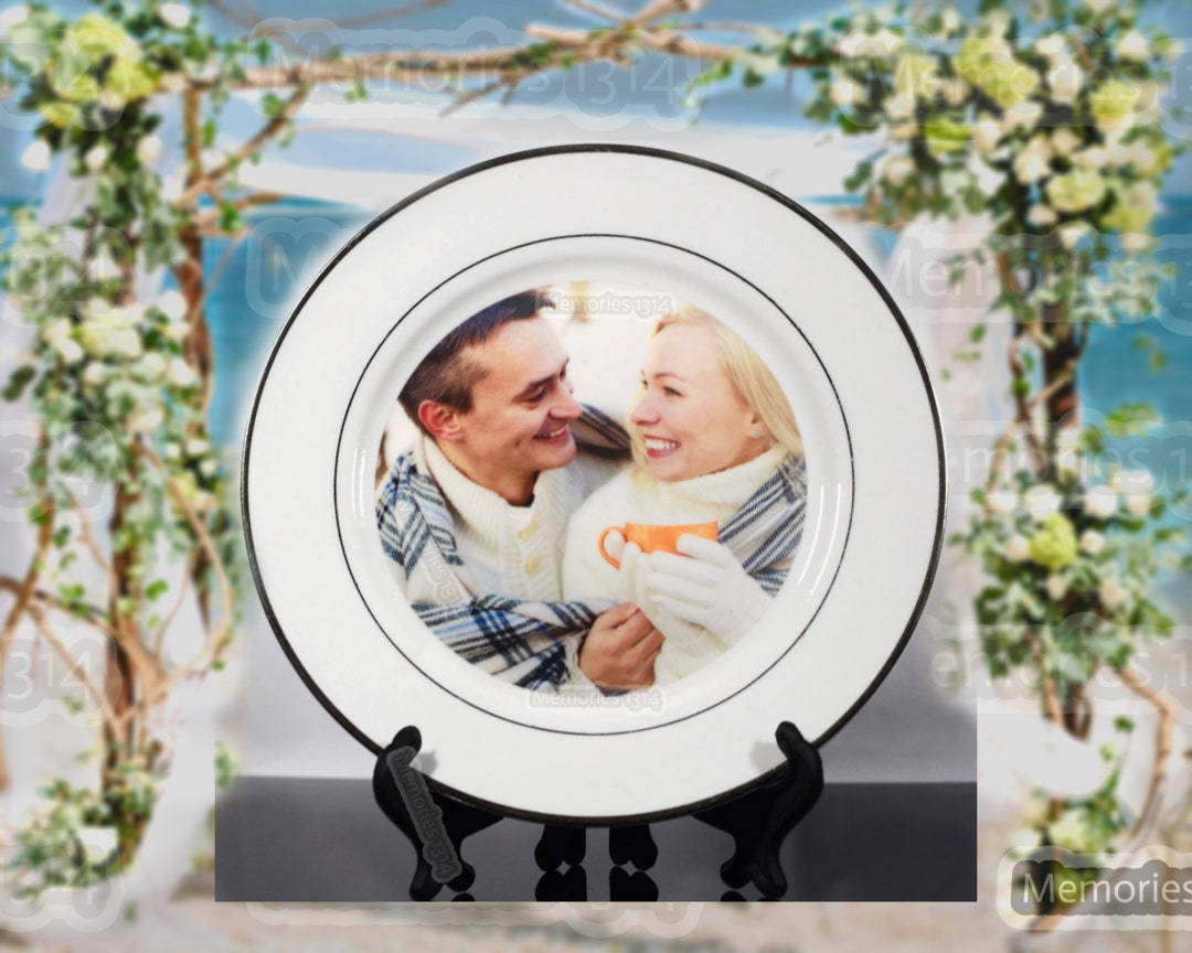 Custom Photo/text Decorative Plate With Stands and Gold Rims ...