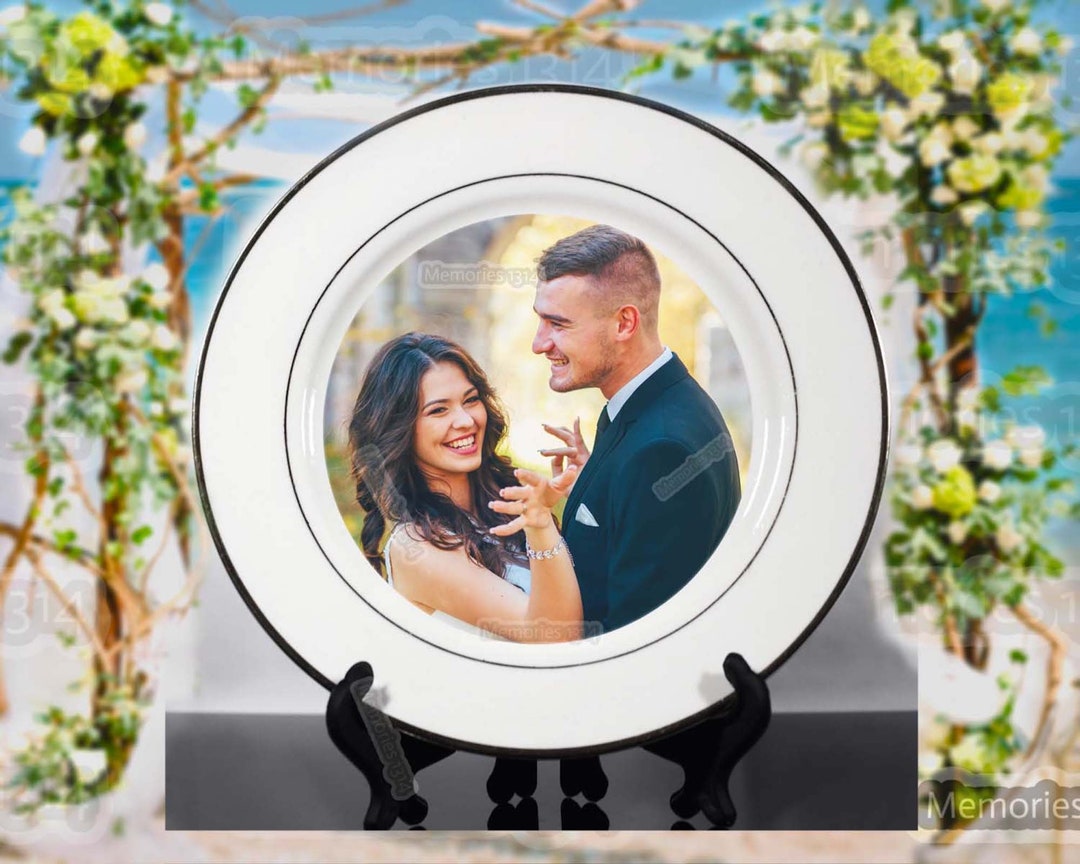 Custom Photo/text Decorative Plate With Stands and Gold Rims ...