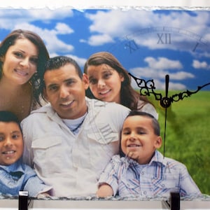 Custom Photo/text Rock Slate Clock With Seiko Quartz Clock Movement ...