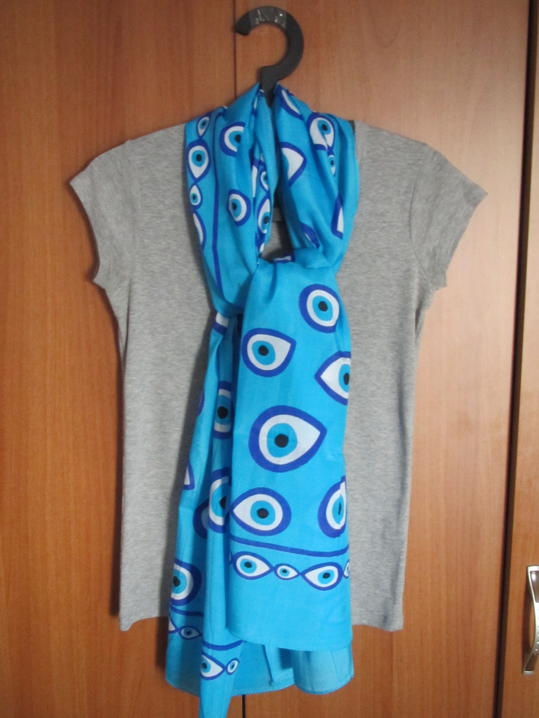 Evil Eye Long Scarf, Blue Evil Eye Wrap Scarf,turkish Evil Eye Scarf ...