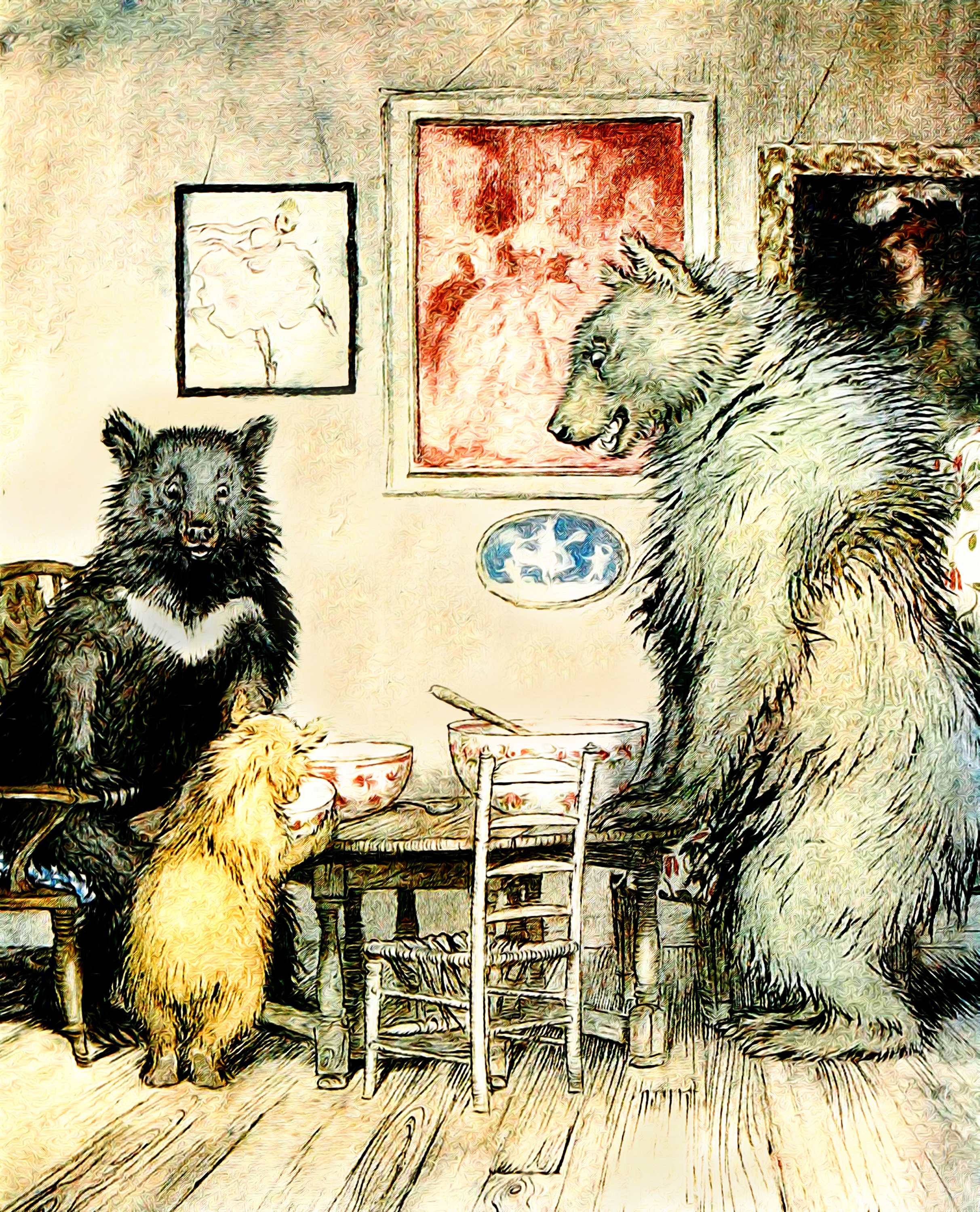 Goldilocks and the Three Bears Fairy Tale Illustration - Etsy