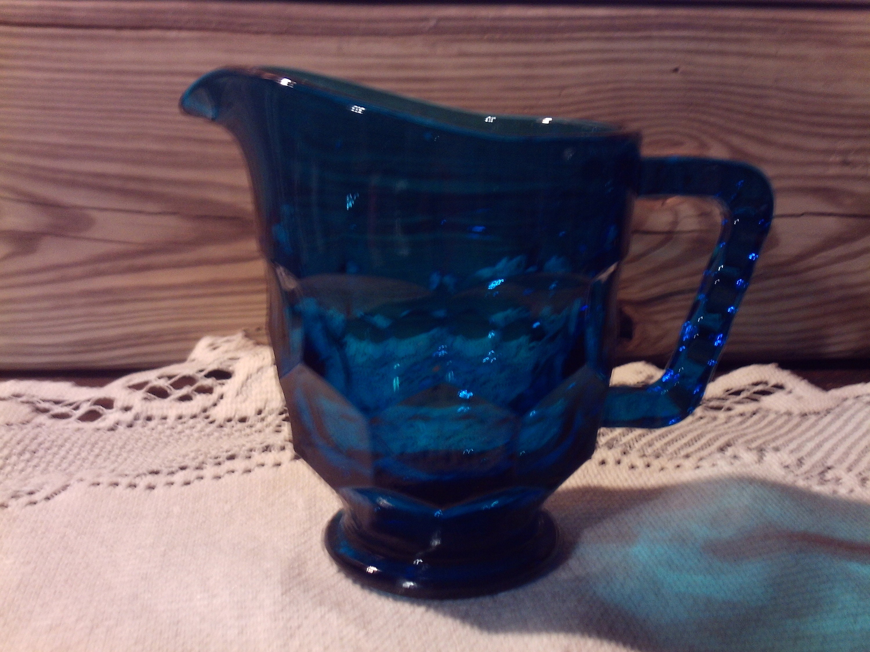 Vintage Cobalt Blue Small Pitcher Creamer, Cobalt Blue Glass, Vintage ...