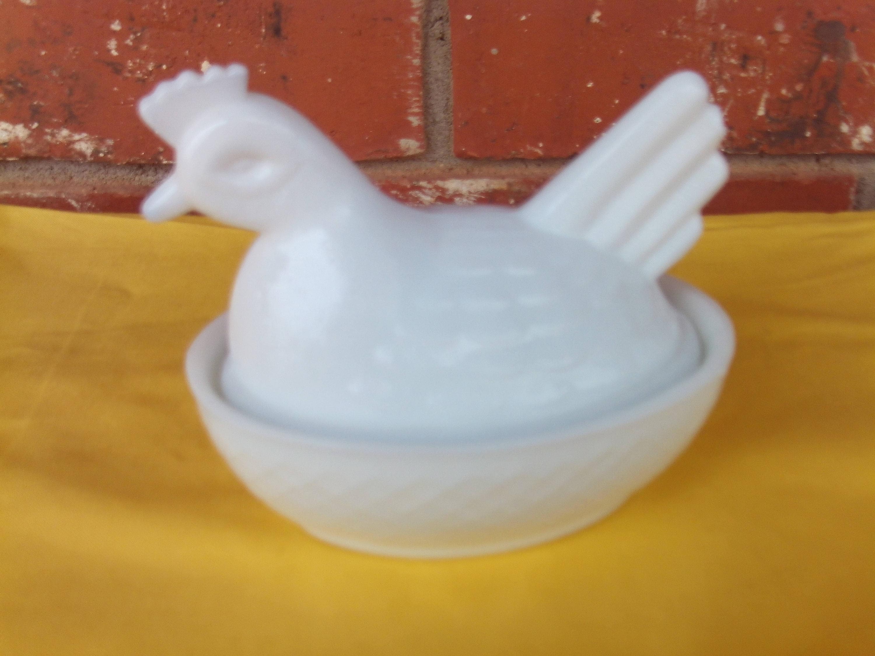 Vintage Milk Glass Hen and Chick,chicken Covered Dish, Milk Glass ...