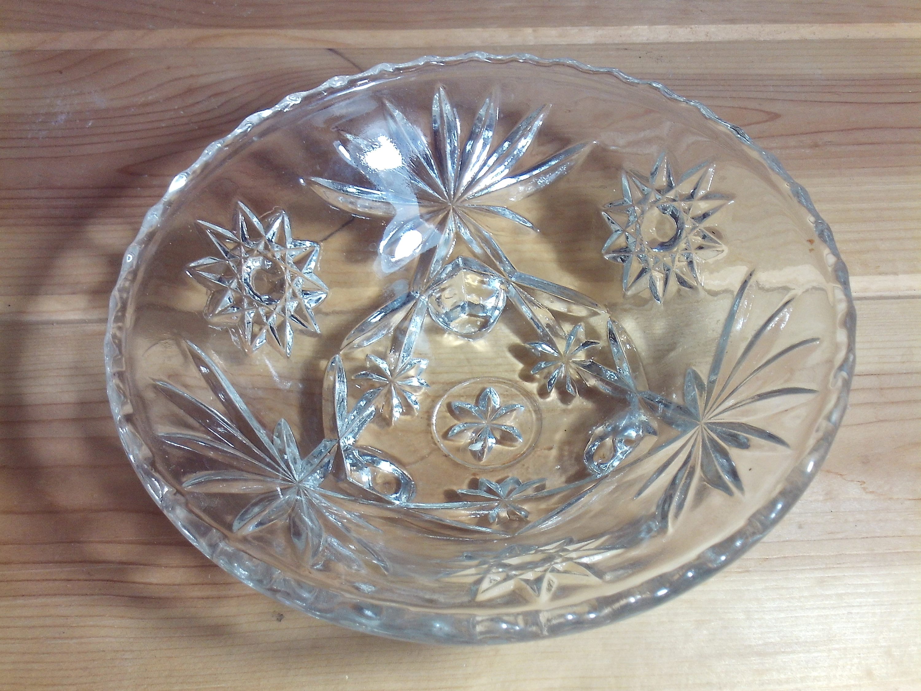 Pressed Glass Starburst Pattern, Vintage Serving, Vintage Pressed Glass ...
