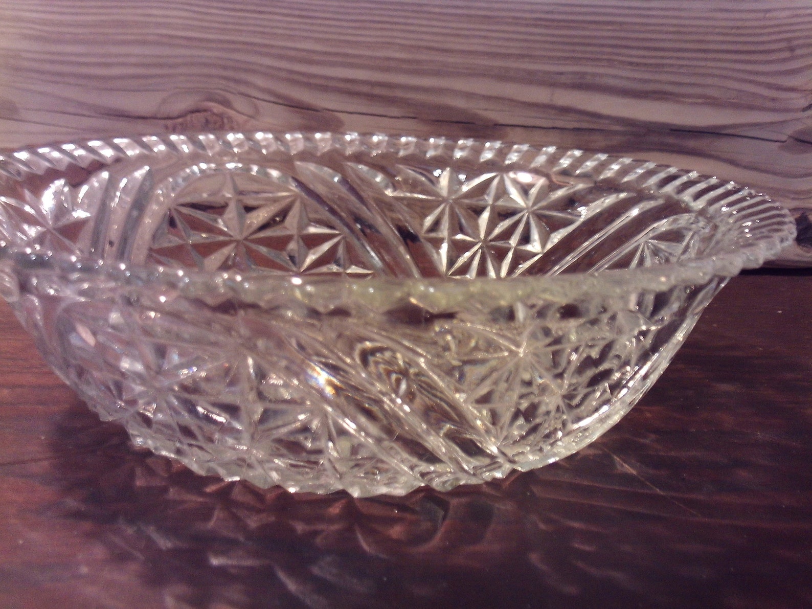 Vintage Round Cut Glass Bowl Starburst Pattern, Elegant Serving ...