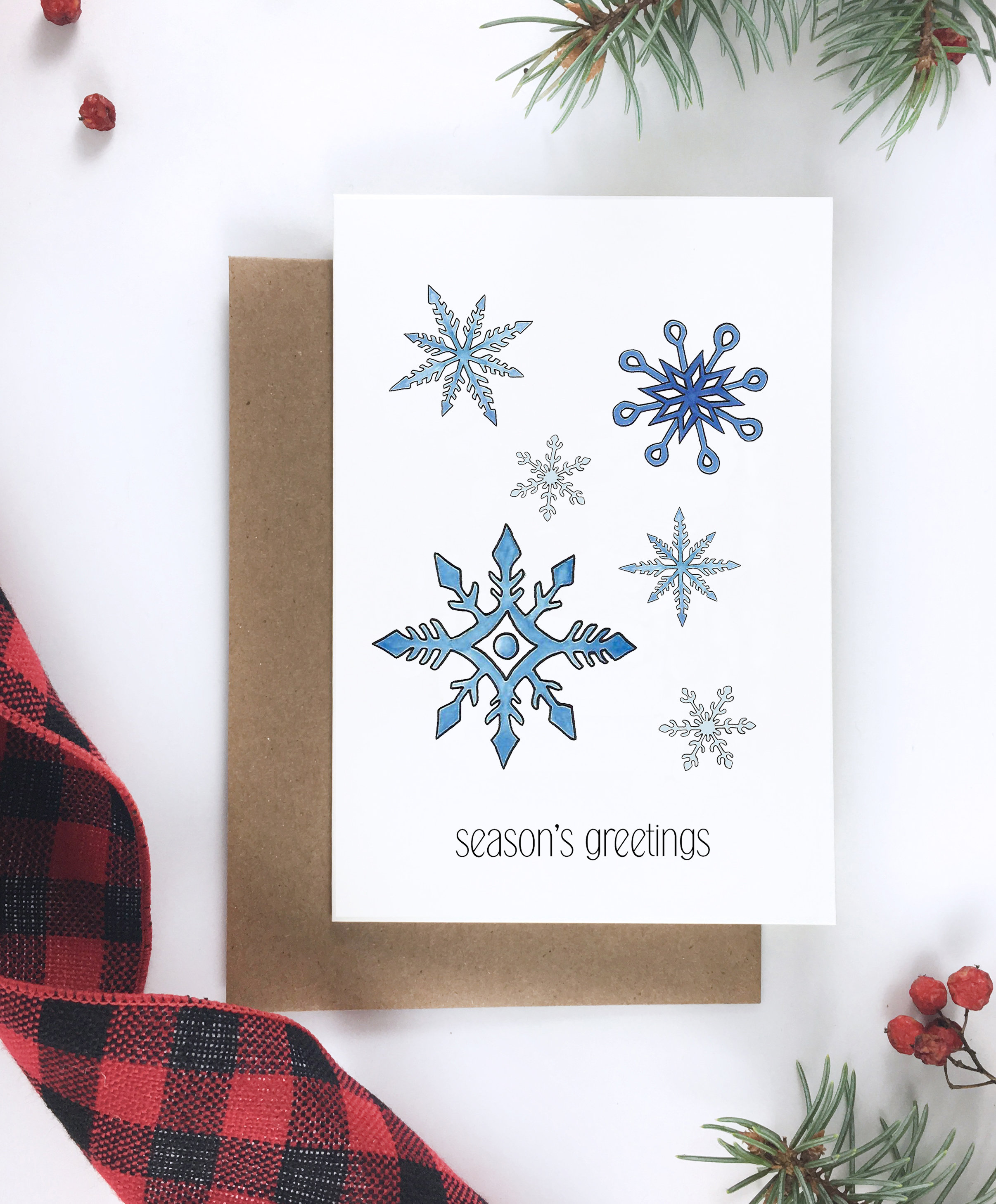 Snowflakes Winter Holiday Greeting Card - Etsy UK