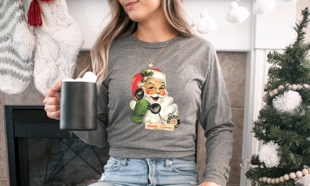 Vintage Santa Long Sleeve Shirt - Christmas Vintage Retro Designs ...