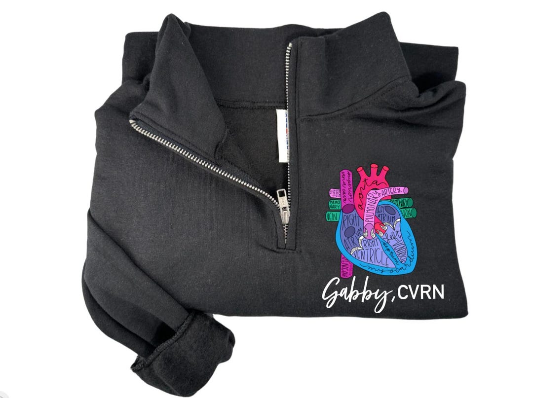 Custom Cardiac Quarter Zip Pocket Cardiac Zipper Jacket Cardiac Nurse ...