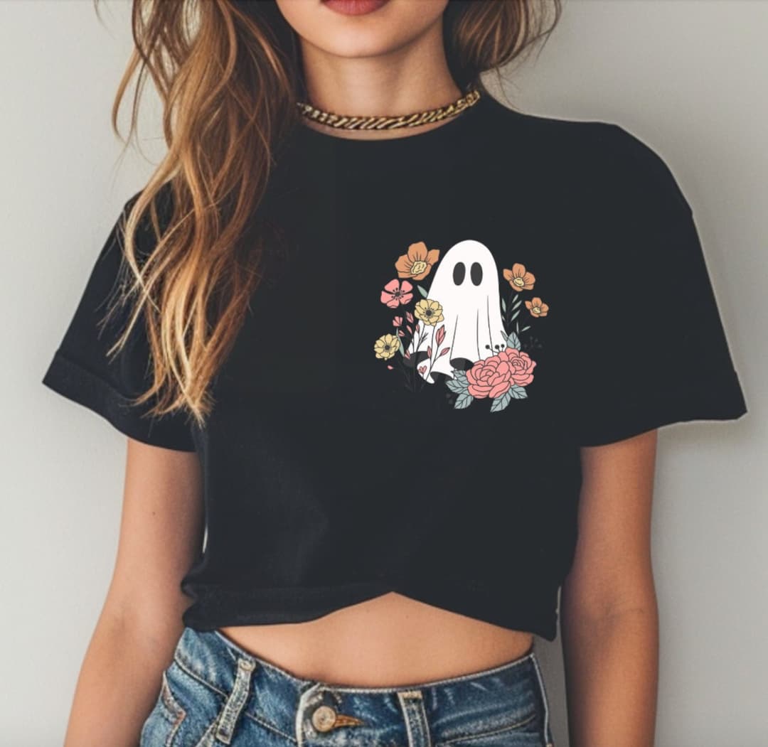 Spring Ghost Black Cropped Tee - Crop Tops - Summer Crop Tops - Gothic ...