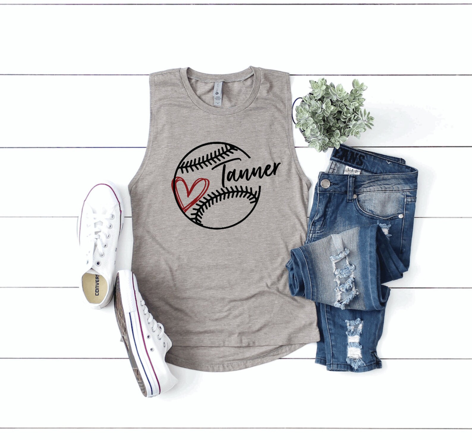 Baseball Heart Personalized Tank - Baseball Mom Tank Tops - Baseball ...