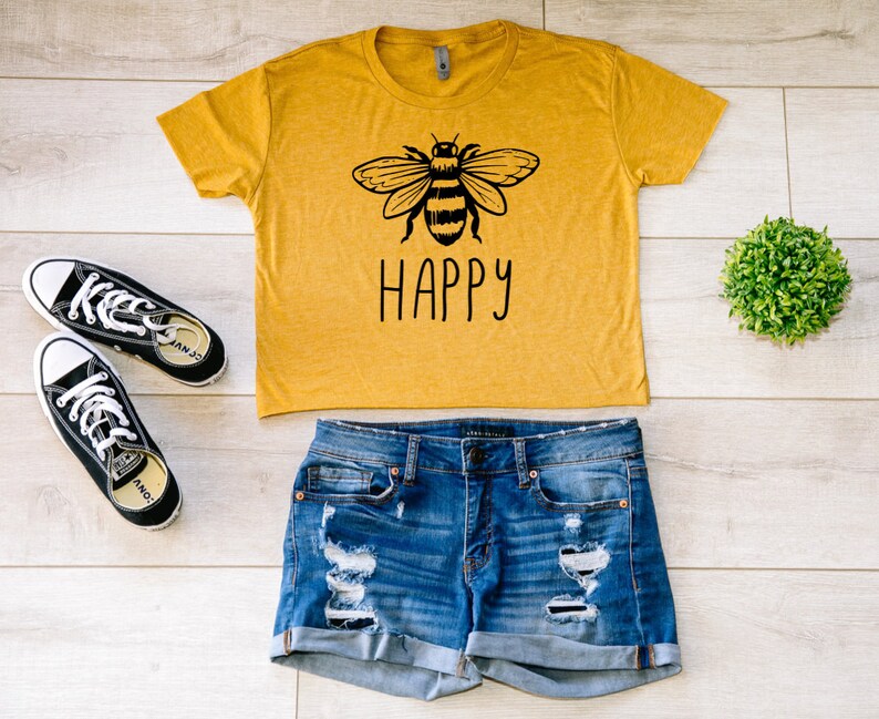 Bee Happy Crop Top Summer Crop Top Crop Tops Cropped - Etsy