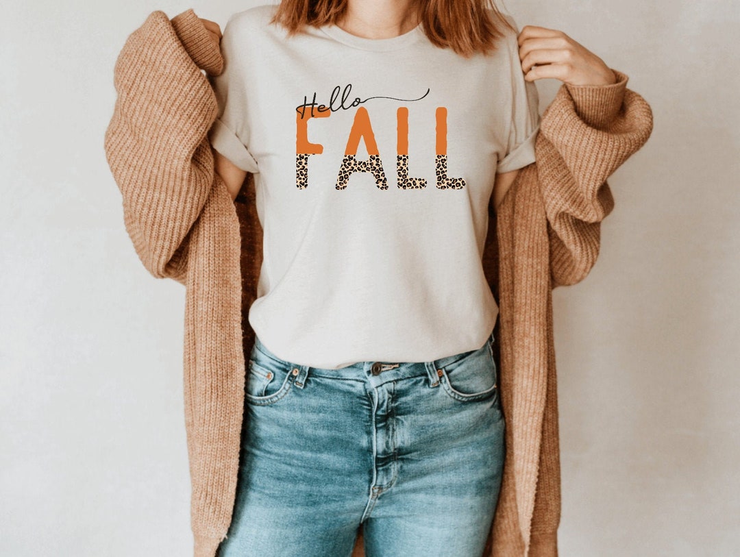 Hello Fall Cheetah Print Tan Fall Shirt - Fall T-shirts - Womens Fall ...