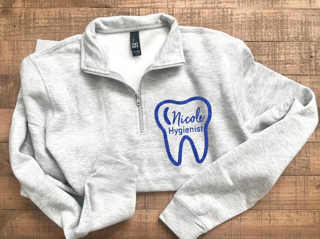 Personalized Dental Hygienist Quarter Zip With Pocket Dentist Zipper ...