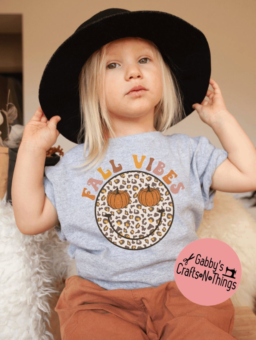 Fall Vibes Retro Smiley Face Girls Fall Shirt - Kids Fall T-shirt ...