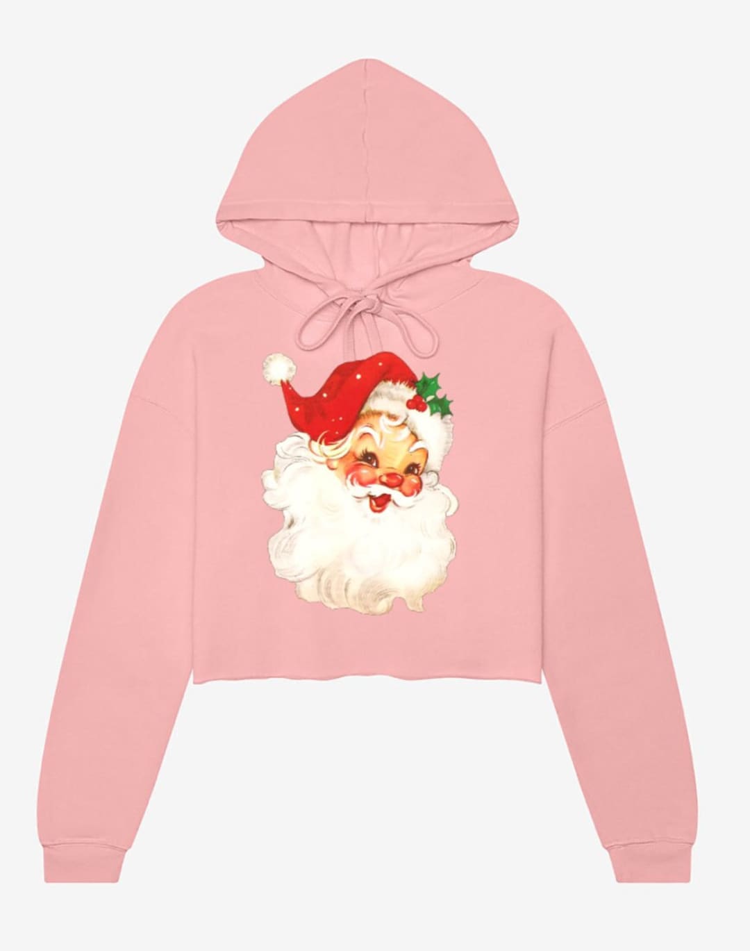 Pink Vintage Santa Crop Sweater Santa Fleece Cropped Sweatshirt Pink ...