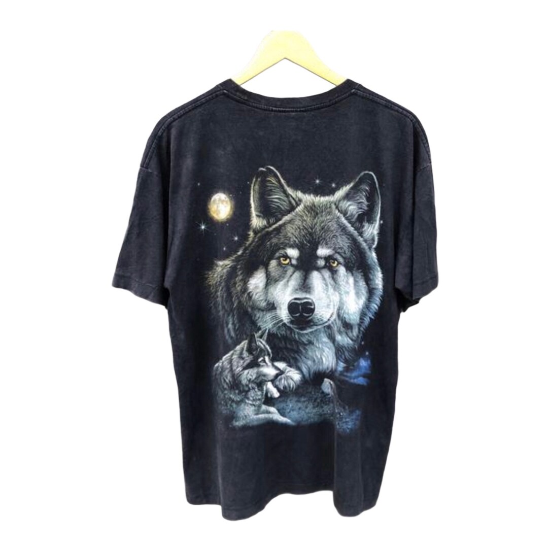 Vintage 90s Wolf on Night , Habitat , Wild Life on Night , Super Wolf ...