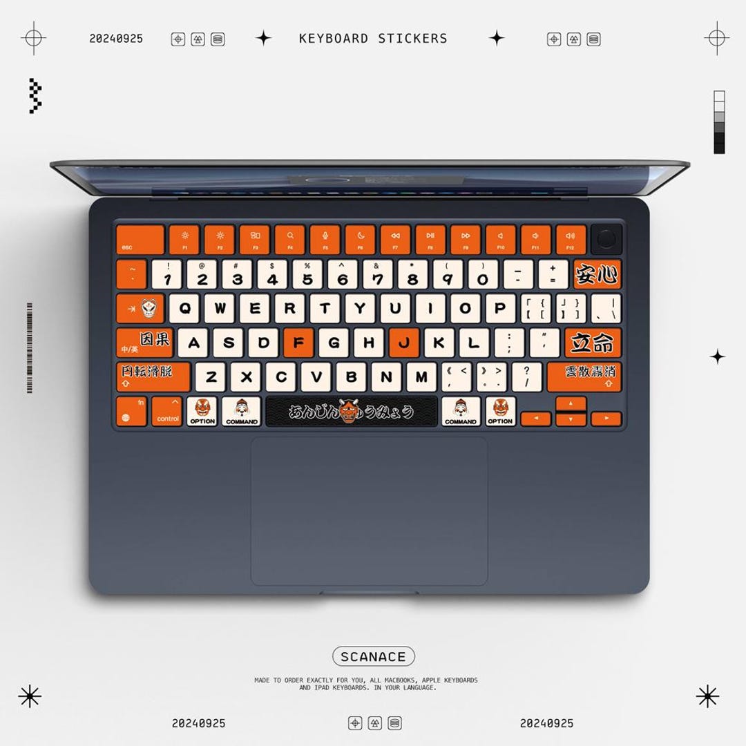 Japanese Text Keyboard Sticker for MacBook Pro/air MacBook Air 13" M4 ...