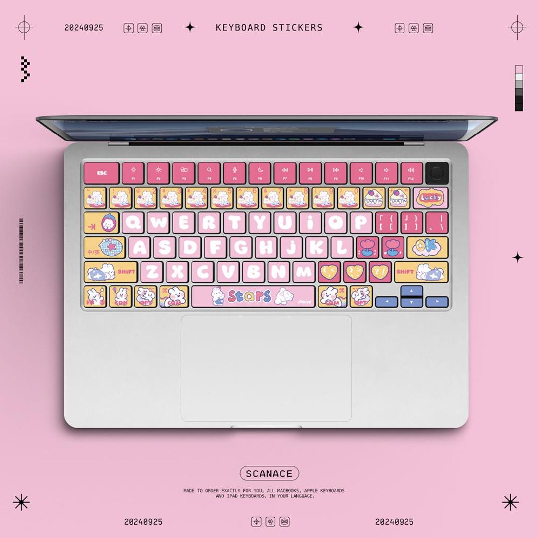 Star Rabbit Keyboard Sticker for MacBook Pro14 and Air Decal for Apple ...