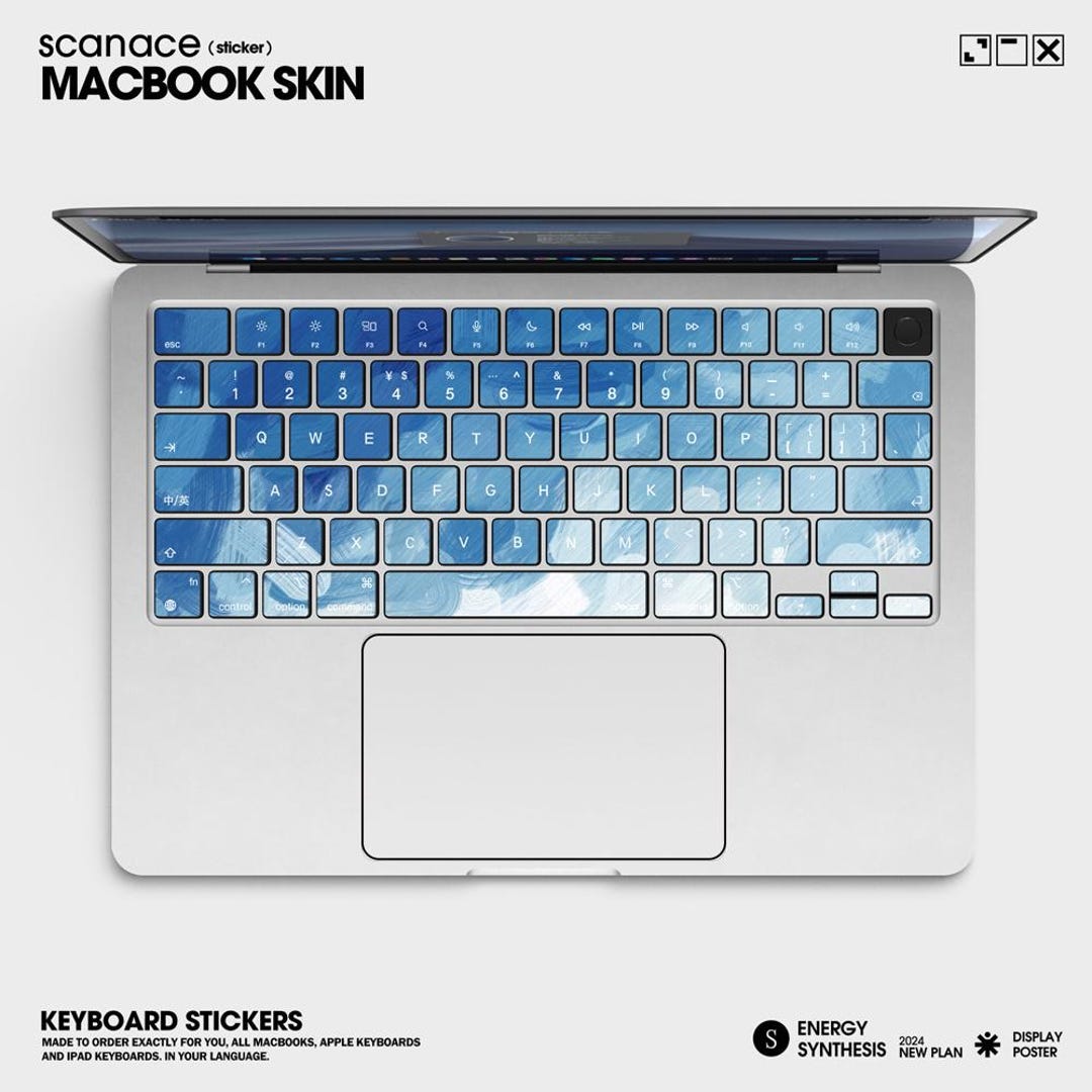 Blue and White Paint Color Keyboard Cover for MacBook Pro13/15/16and ...