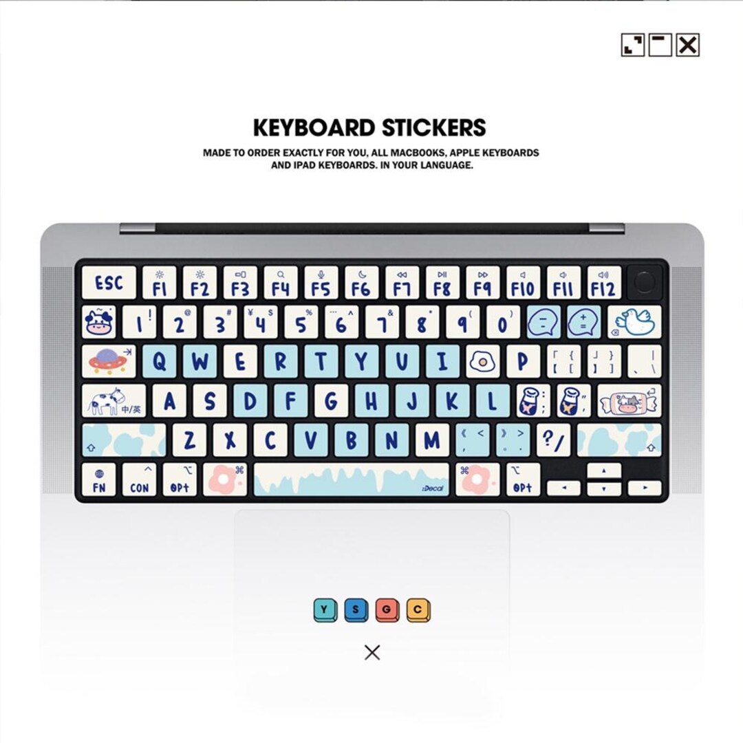 Lovely Milk Keyboard Sticker for MacBook Pro14/pro16 Decal for Apple ...