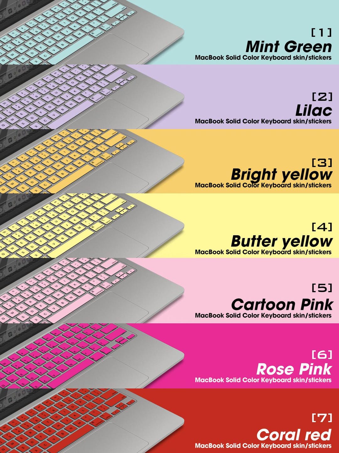 Solid Color MacBook Keyboard Sticker: Pro/air Vinyl Decal for MacBook ...
