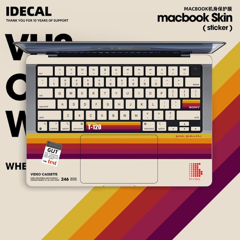 Retro Cassette Tape for MacBook Decal: Retro M2/pro/air Laptop Skin for ...