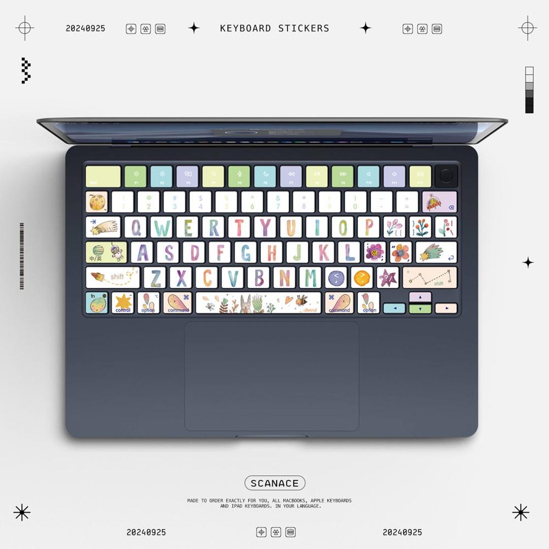 Watercolor Bunny Keyboard Sticker for MacBook Pro14 and Air Decal for ...