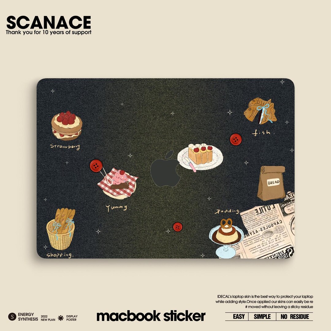 Denim MacBook Decal: Food Theme Vinyl Skin, No Residue MacBook Air 13 ...