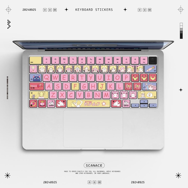 Classic Cute Girl Keyboard Stickers Cover for MacBook Pro13/15/16and ...