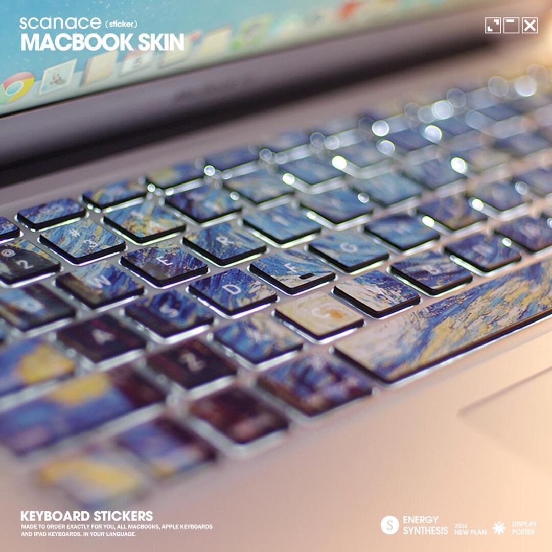 Van Gogh Starry Night MacBook Keyboard Sticker for MacBook Air 13" M4 ...