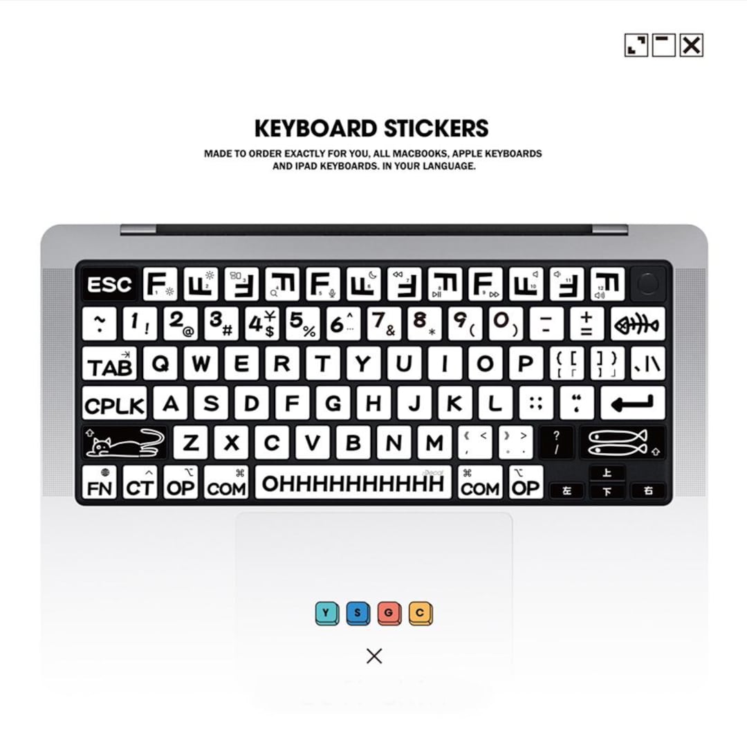 Simple Black and White Large Font Keyboard Sticker Cover for MacBook ...