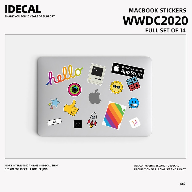 WWDC2020-WWDC2021 Same Sticker Full Set of 14 and Full Set of - Etsy