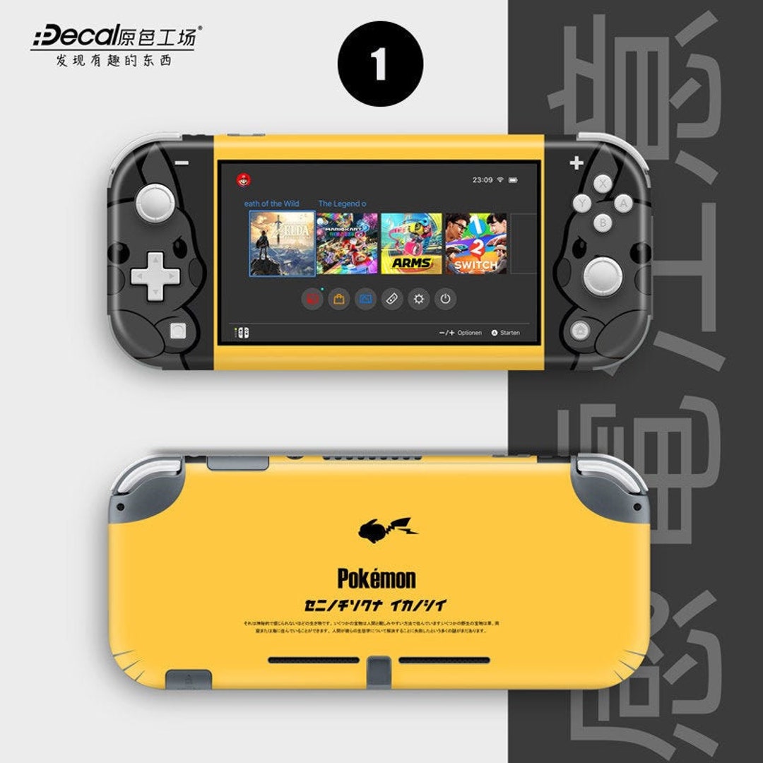 Classic Black and Yellow Pikachu Skins for Nintendo Switch Lite Full ...
