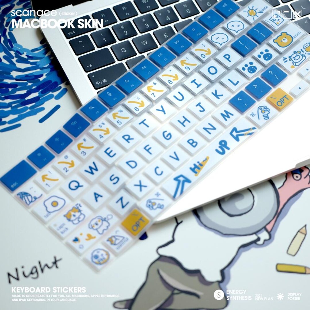 Cute Hand Drawing Keyboard Stickers Cover for MacBook Pro13/15/16vinyl ...