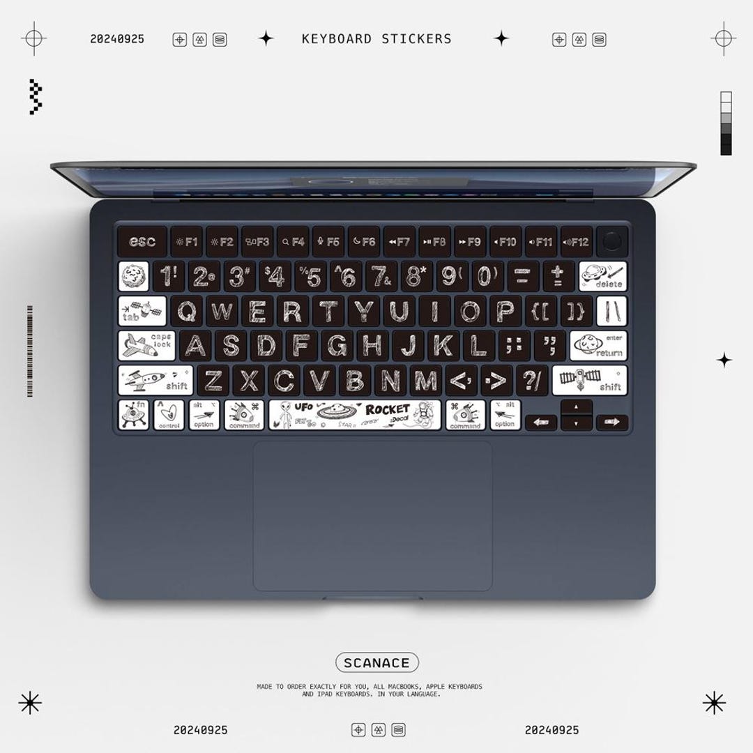Hand Drawn UFO Keyboard Stickers Cover for MacBook Pro13/15/16 Vinyl ...