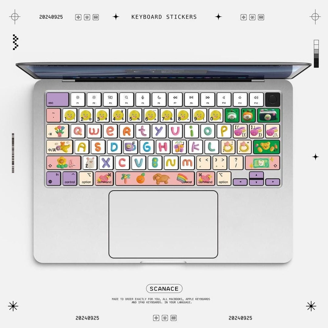 Plasticine Style Keyboard Stickers for MacBook Pro13/15/16and Air Decal ...