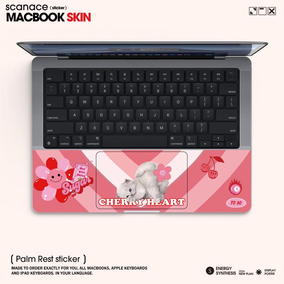 Cherry Heart Palm Rest Sticker for M1/M2/M3/M4 MacBook Pro14 Decal for ...