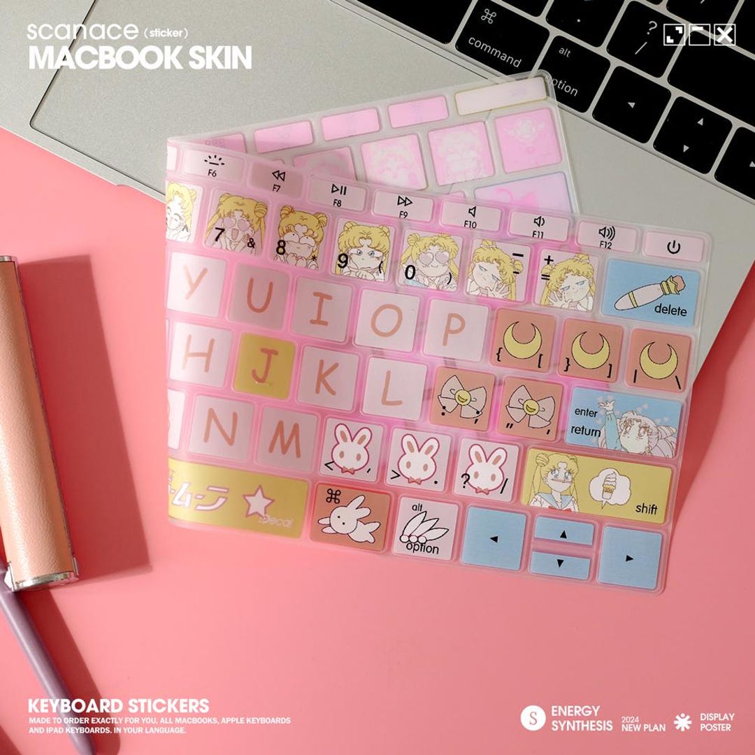 Classic Cute Girl Keyboard Stickers Cover for MacBook Pro13/15/16and ...
