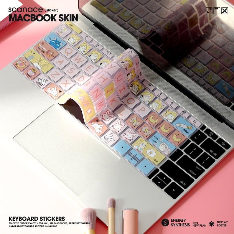 Classic Cute Girl Keyboard Stickers Cover for MacBook Pro13/15/16and ...