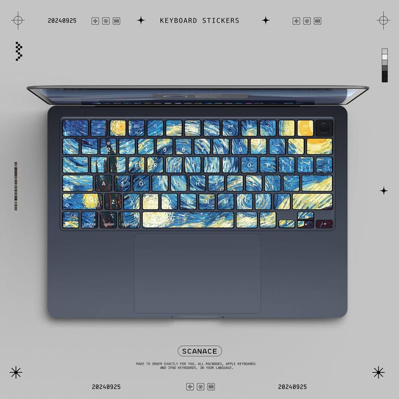 Van Gogh Starry Night MacBook Keyboard Sticker for MacBook Air 13" M4 ...
