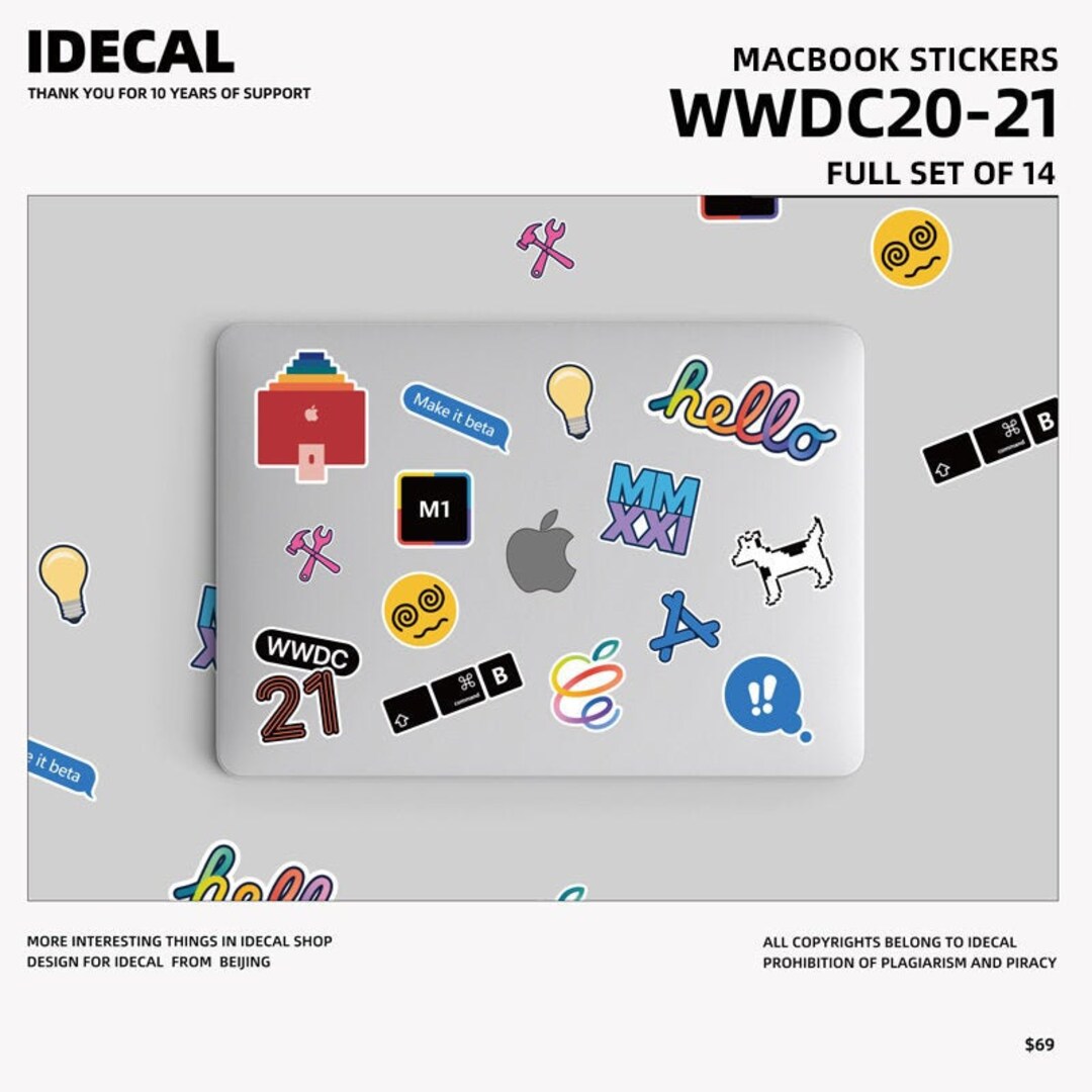 WWDC2020-WWDC2021 Same Sticker Full Set of 14 and Full Set of 42 - Etsy