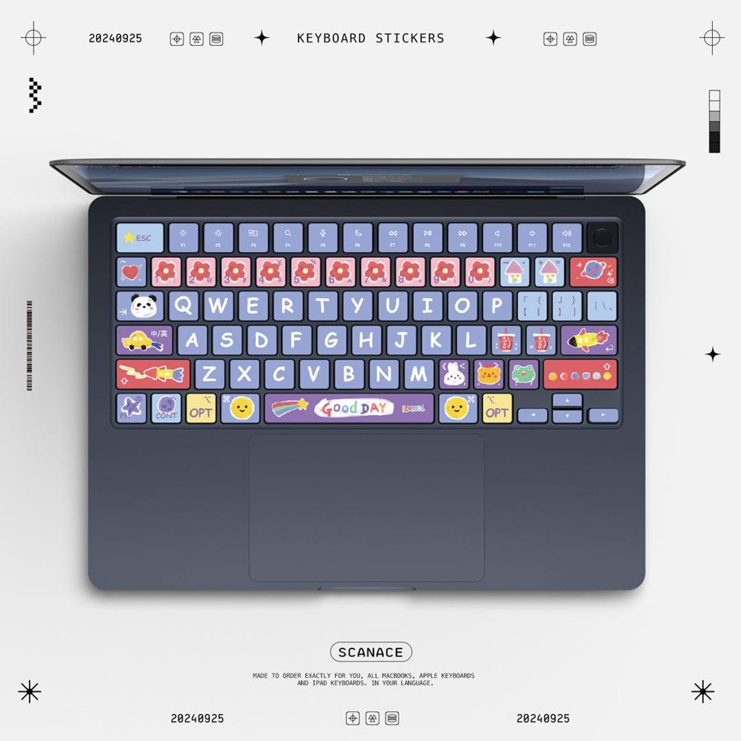 Hand Drawn Cute Keyboard Sticker for MacBook Pro14/pro16 Decal for ...