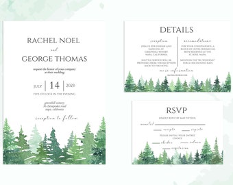 Greenery Wedding Invitation Forest Wedding Boho Wedding - Etsy
