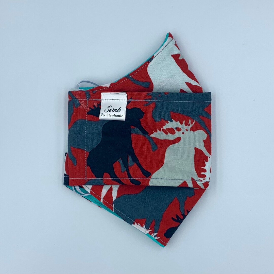 Moose Origami Face Mask / 2 Layers of Cotton With Nosewire & Elastic ...