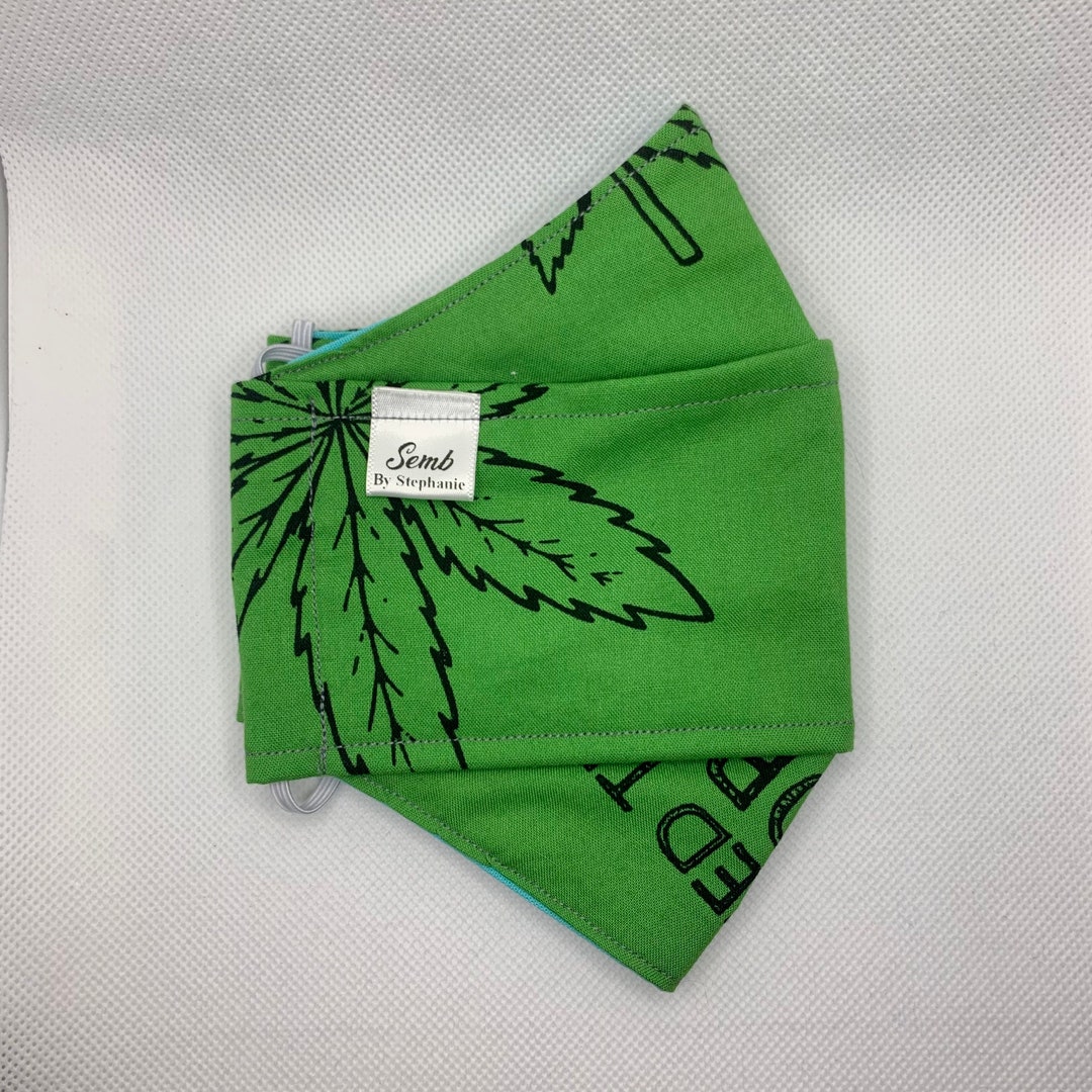 Marijuana Green Weed the North Origami Face Mask / 2 Layers of Cotton ...