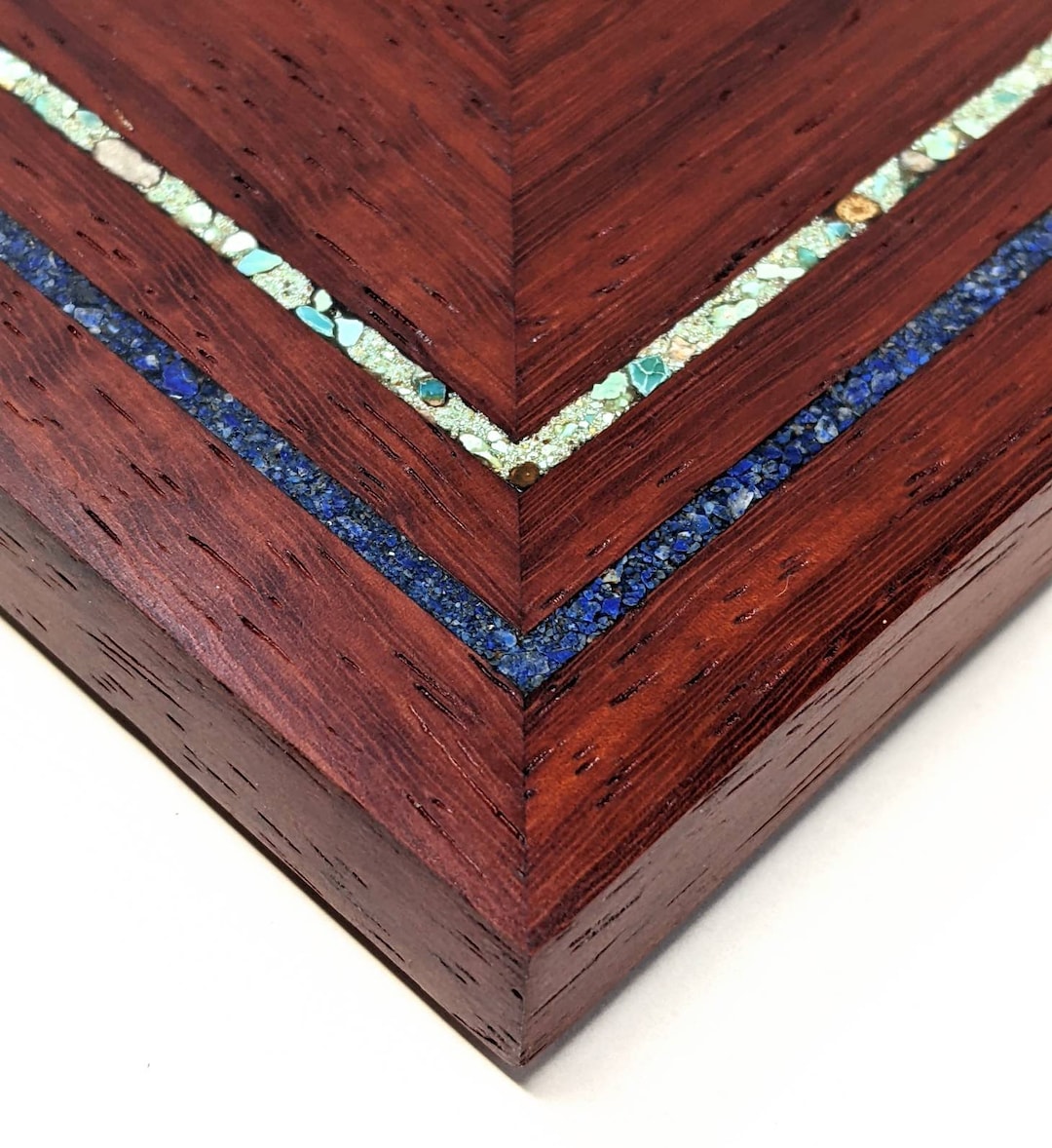 African Padauk Wood With Lapis & Turquoise Stone Inlay 11x14 Picture ...